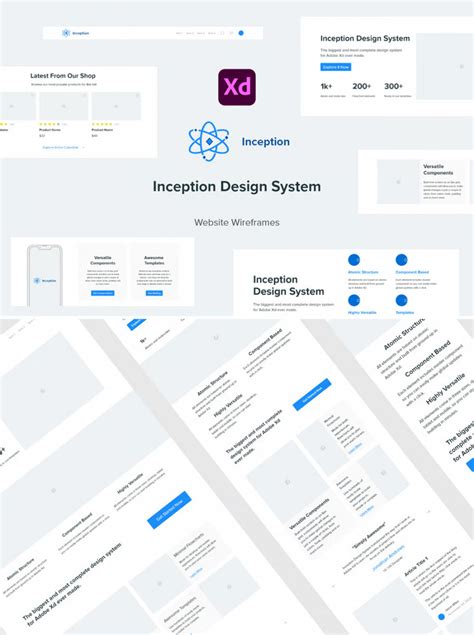 inception website wireframes template adobe xd design template place