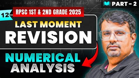 Rpsc 1st And 2nd Grade Numerical Analysis Part 2 Revision Series By Gp