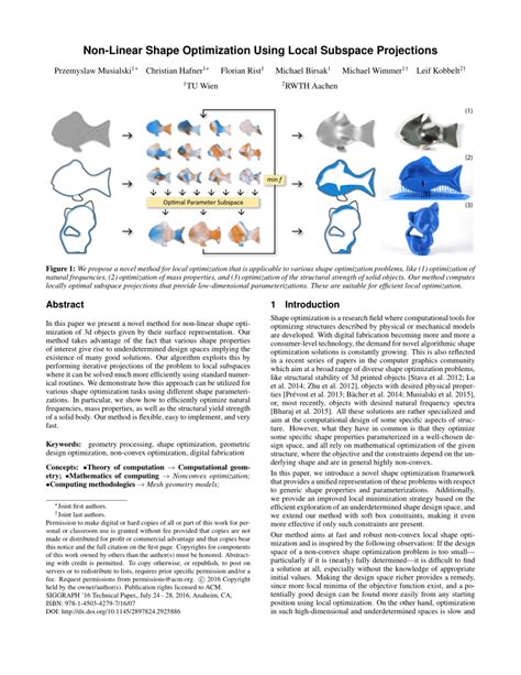 Pdf Non Linear Shape Optimization Using Local Subspace Projections