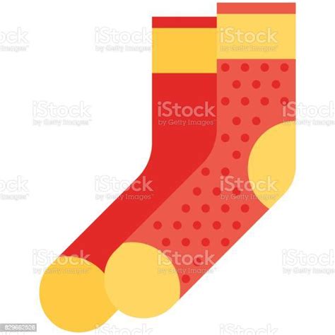 남성 또는 여성 개요 없이 평면 스타일에 대 한 빨간색과 노란색 양말의 벡터 아이콘입니다 픽셀 완벽 한입니다 비즈니스와 사무실