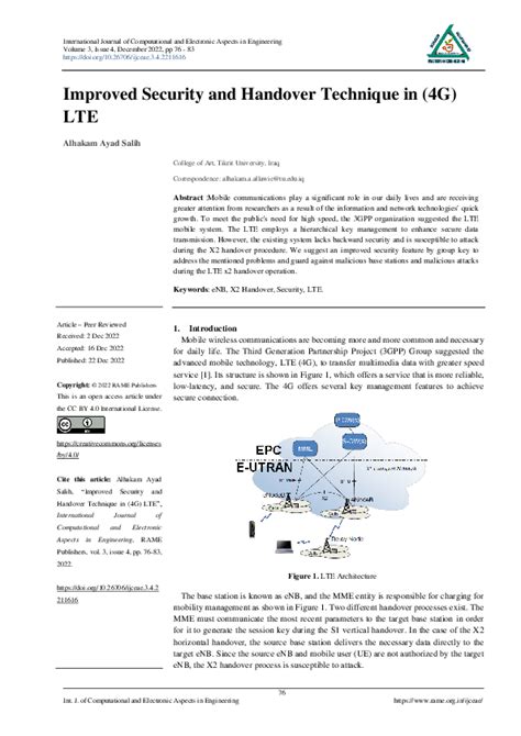 Pdf Improved Security And Handover Technique In 4g Lte