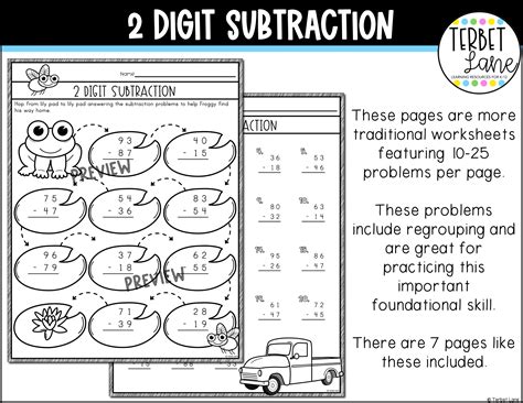 2 Digit Subtraction With And Without Regrouping Math Worksheets