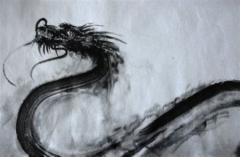 Japanese Calligraphy Dragon Original Sumi E Ink Painting Etsy
