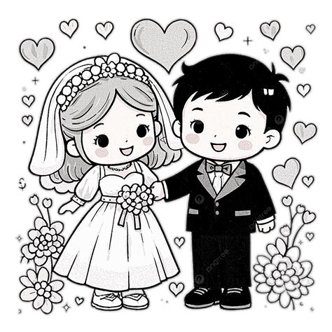 귀여운 웨딩 러브 만화 낙서 귀여운 치비 애니메이션 만화 색칠 페이지 결혼식 클립아트 귀여운 클립아트 사랑 클립아트 Png 일러스트 및 이미지 에 대한 무료 다운로드