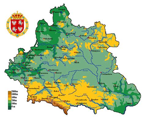 Physical Map Of Polish Lithuanian Commonwealth Maps On The Web
