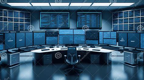 Empty Interior Of Big Modern Security System Control Room Stock Illustration Illustration Of