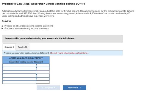 Solved Problem A Algo Absorption Versus Variable Chegg
