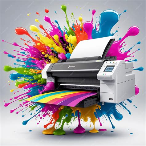 A Printer With A Rainbow Colored Background And A Rainbow Colored Splash Premium Ai Generated