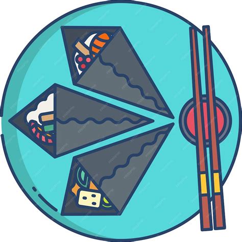 Premium Vector Temaki Sushi Linear Color Illustration