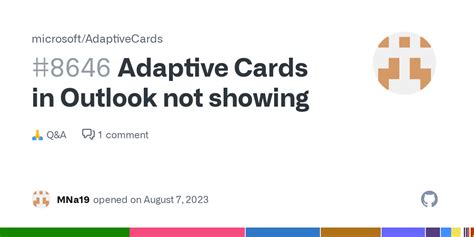 Adaptive Cards In Outlook Not Showing · Microsoft Adaptivecards · Discussion 8646 · Github