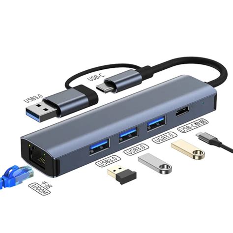 USB 3 0 5in1 Multi Port Dock Station Ethernet USB Hub USB C Docking Station USB C Docking