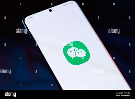 the wechat logo on a smartphone wechat is a tencent owned instant