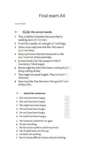 Final Exam A4 Interactive Worksheet Edform