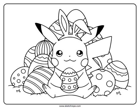 Easter Pikachu Coloring Page Sketch Repo