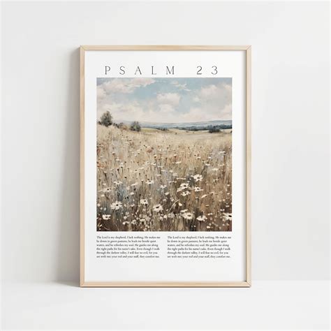 Psalm 23 Wall Art Christian Landscape Printable Vintage Bible Verse