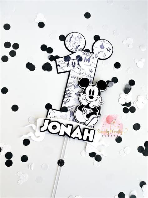 Black And White Mickey Mouse Cake Topperblack And White Mickey Etsy