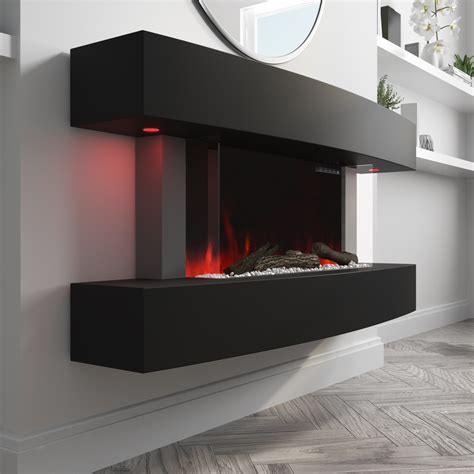 Black 47inch Wall Mounted Electric Fireplace Amberglo Furniture123