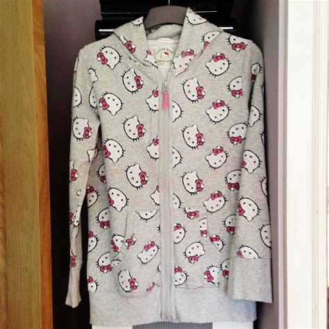 Hello Kitty Zip Front Hoodie Grey With Hello Kitty Depop