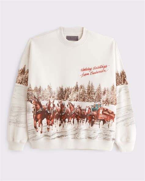Mens Budweiser Graphic Crew Sweatshirt Mens Tops