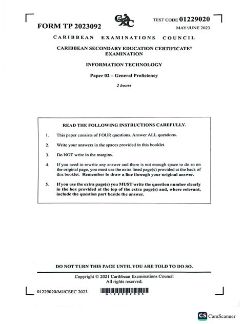Csec Info Tech P2 2023 Pdf