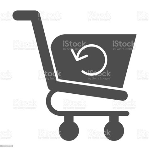 장바구니 문말 아이콘을 새로 고칩니다 다시로드 둥근 화살표시장 트롤리 상거래 벡터 디자인 개념 흰색 배경에 솔리드 스타일 픽토그램 웹 및 응용 프로그램에 사용 Eps 10