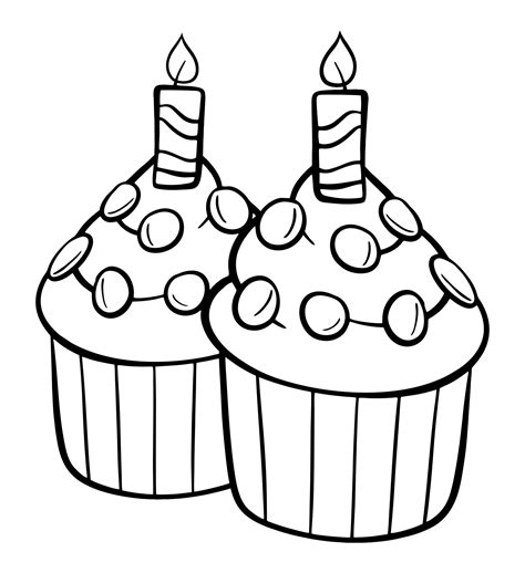 Birthday Cupcake Outlines 10 Free PDF Printables Printablee