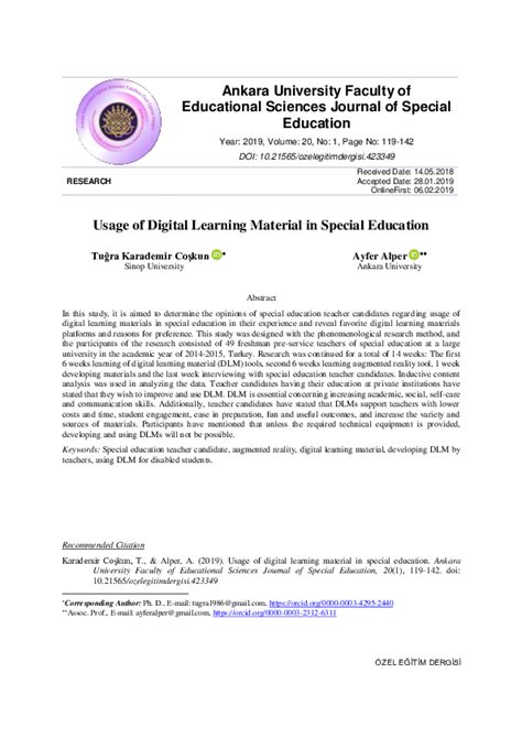 Pdf Usage Of Digital Learning Material In Special Education