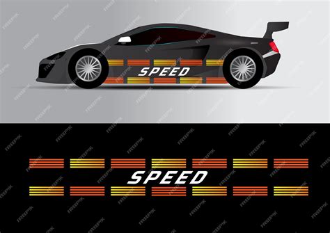 스포츠 자동차 데칼 줄무늬 자동차 튜닝 스티커 속도 경주 줄무늬 운송용 빨간색 표시 P34 프리미엄 벡터
