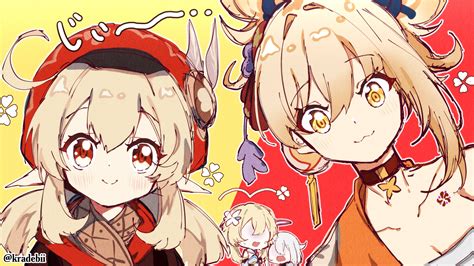 Lumine Paimon Klee And Yoimiya Genshin Impact Drawn By Kradebii Danbooru