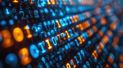 Binary Code Glow With Blue And Orange Lights Premium Ai Generated Image