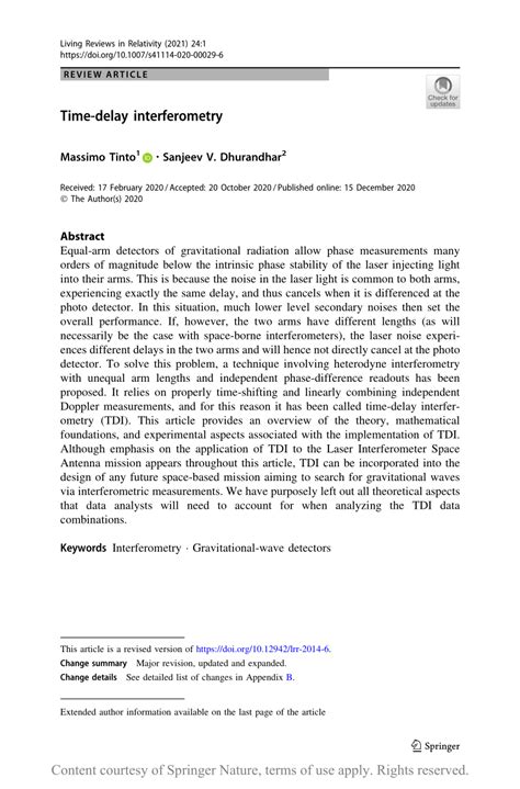 Pdf Time Delay Interferometry