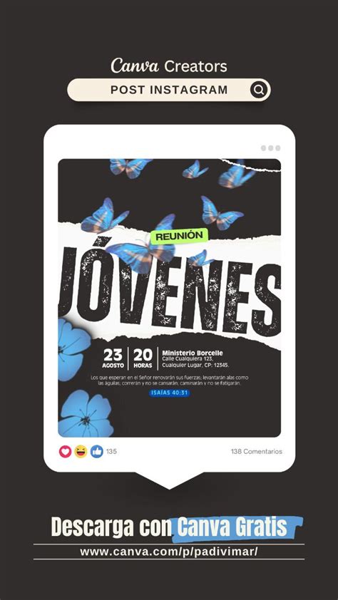 Plantilla Gratis Y Editable En Canva De Post Instagram Con Invitación A