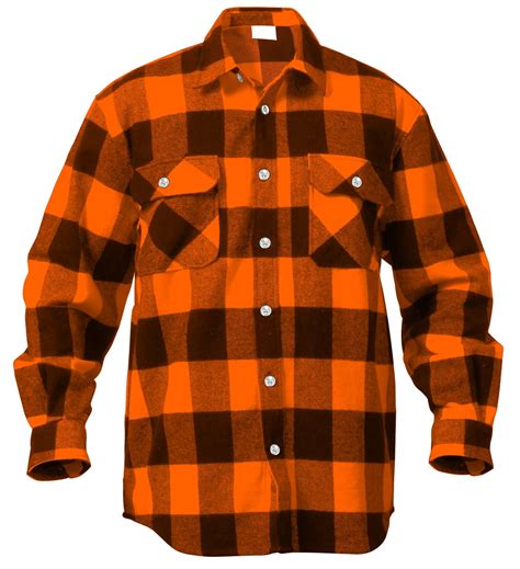 Rothco Extra Heavyweight Buffalo Plaid Flannel Shirt Orange Plaid L