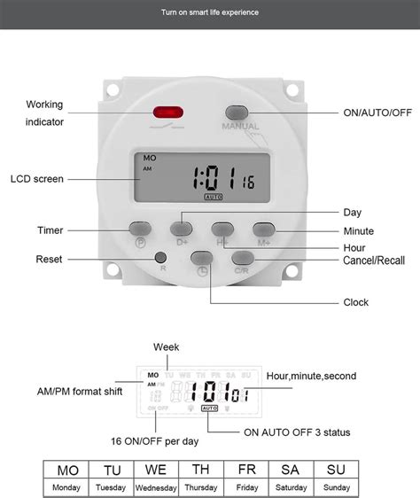 Temporizador Programable Timer Calendario Cn101a 12vdc Electronilab