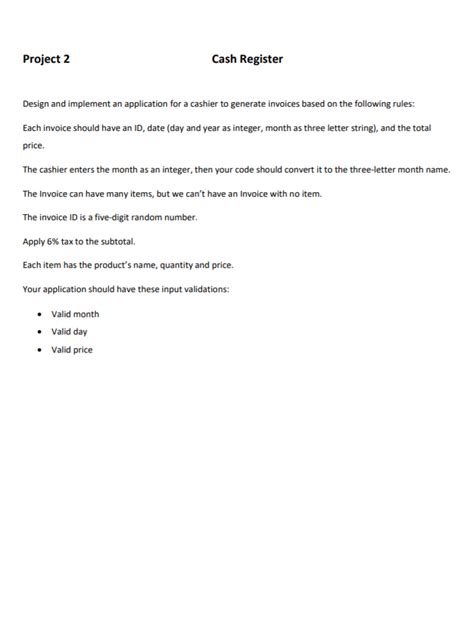 Solved Project 2 Cash Register Design And Implement An