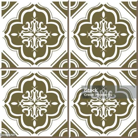 빈티지 원활한 벽 타일 골든 스퀘어 라운드 모로코 프로투갈어 0명에 대한 스톡 벡터 아트 및 기타 이미지 0명 만화경 패턴 반복 Istock