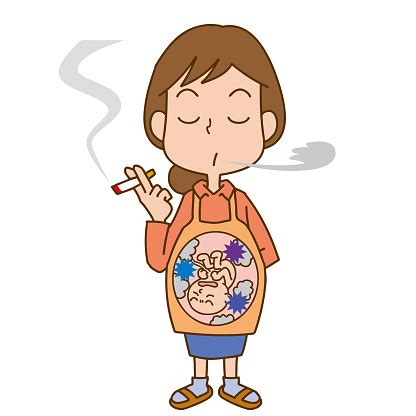Ilustración De Mujer Embarazada Fumando Un Cigarrillo Y Más Vectores