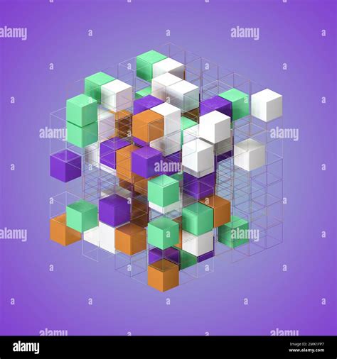 Data Analysis Big Data Concept Cubes And Cube Wireframes Arranged In Threedimensional Space