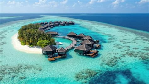 Stunning Aerial View Of Tropical Paradise Beach In The Maldives Stock