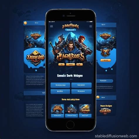 Dark Blue Mobile Game Web Template Stable Diffusion Online