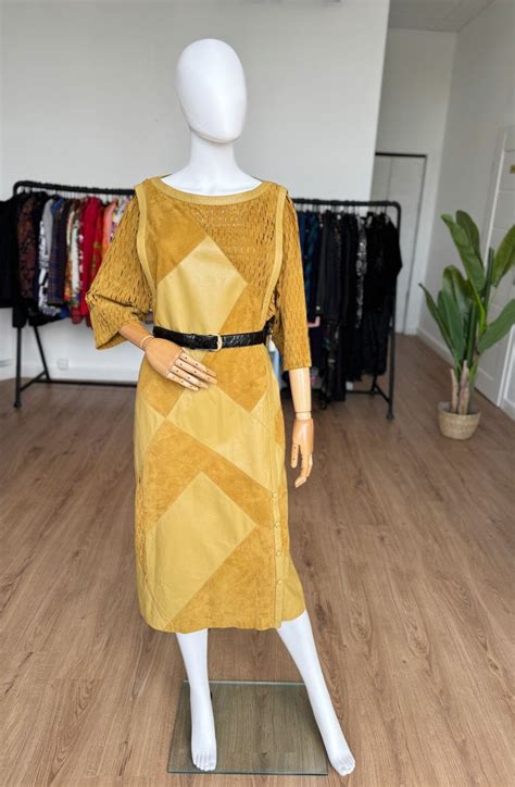 Werner Graumann Skórzana Sukienka Vintage 1980s Plethora Vintage Shop