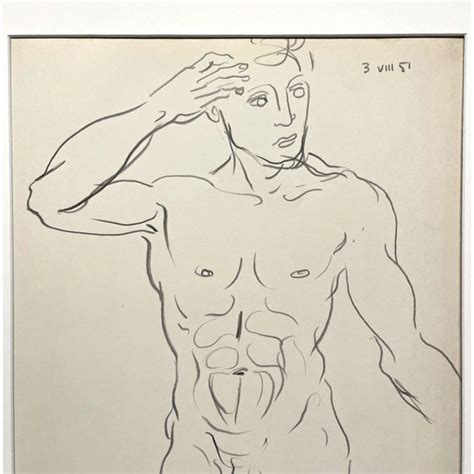 Vintage Male Erotica 1951 Male Pencil On Paper Figure Study By Artist