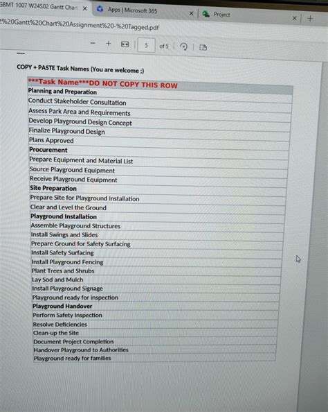 Solved Gantt Chart Assignment ﻿week 9 ﻿due At End Of Class