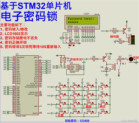 【proteus仿真】【stm32单片机】电子密码锁设计 基于stm32单片机电子密码锁当前学习关键技术或完成设计所涉及的知识、经验进行总