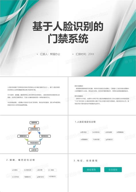 绿色基于人脸识别的门禁系统ppt模板下载熊猫办公