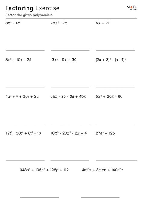 Factoring Worksheets Math Monks