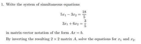 Solved Write The System Of Simultaneous Equations Chegg