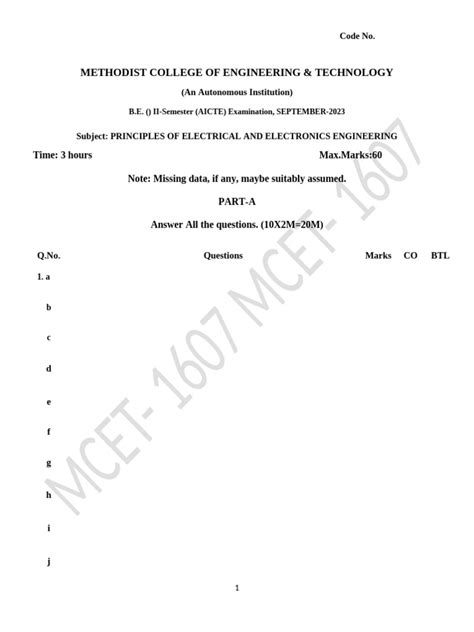 Question Paper Format Pdf