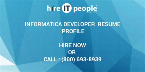 Informatica Developer Resume Profile Hire It People We Get It Done