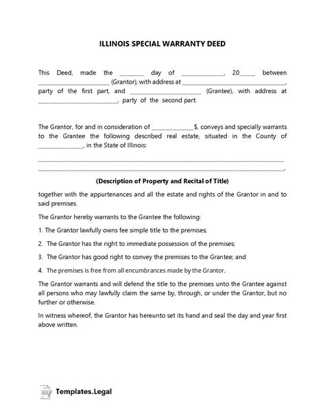 Illinois Deed Forms And Templates Free Word Pdf Odt
